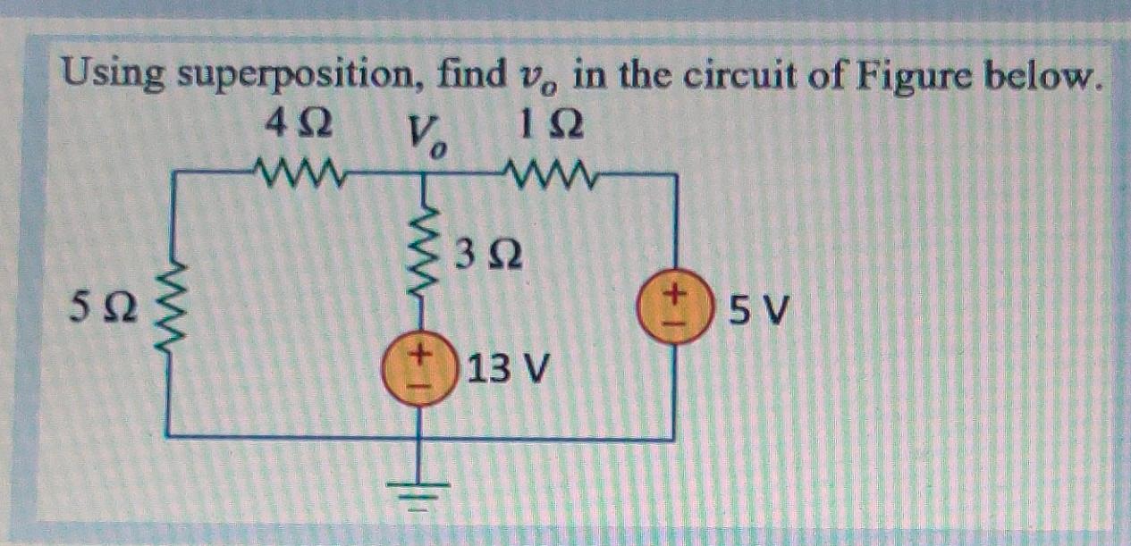 Solved Using superposition, find vo in the circuit of Figure | Chegg.com