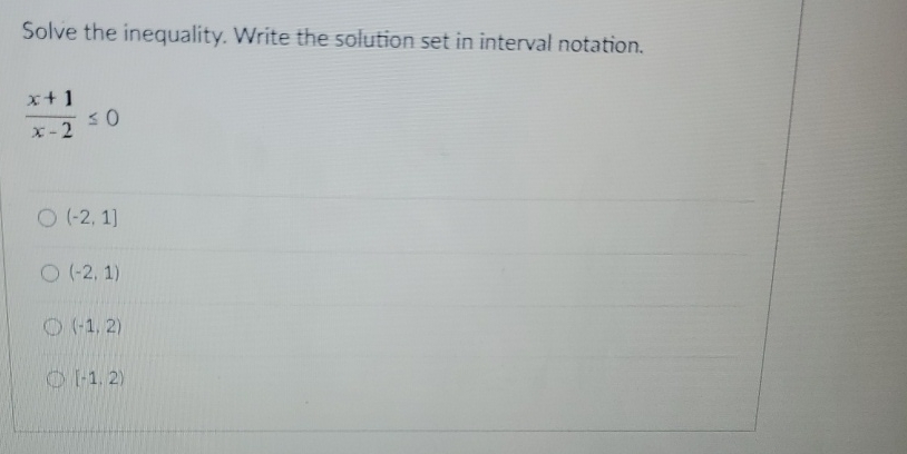Solved Solve the inequality. Write the solution set in | Chegg.com