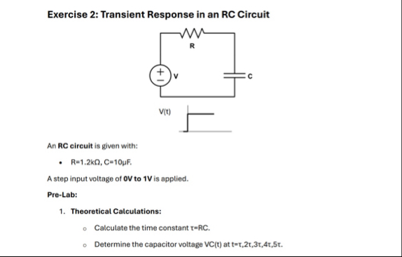 Solved Exercise 2: Transient Response in an RC CircuitAn RC | Chegg.com