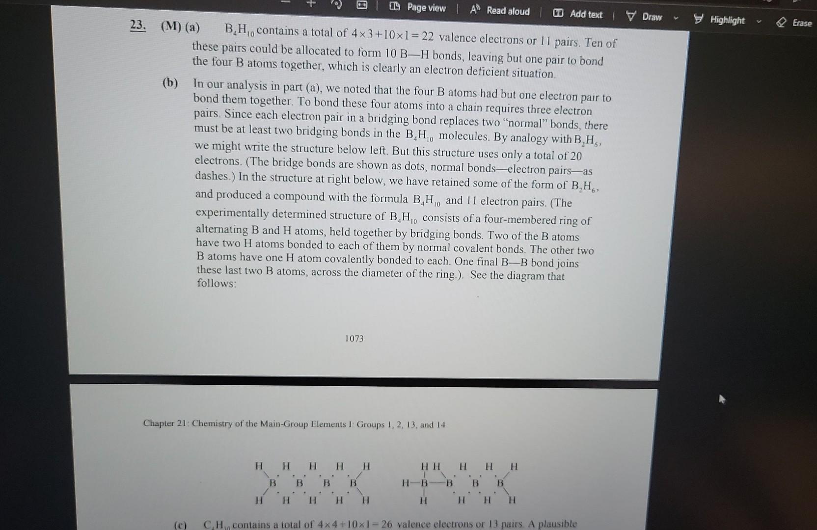 Solved 23. The molecule tetraborane has the formula B4H10. | Chegg.com