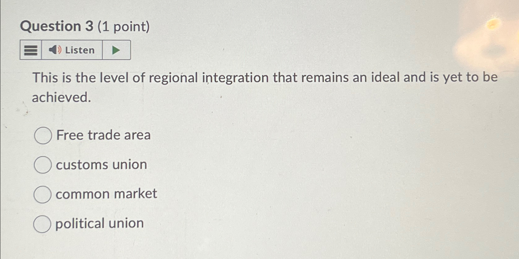 Question 3 (1 ﻿point)ListenThis is the level of | Chegg.com