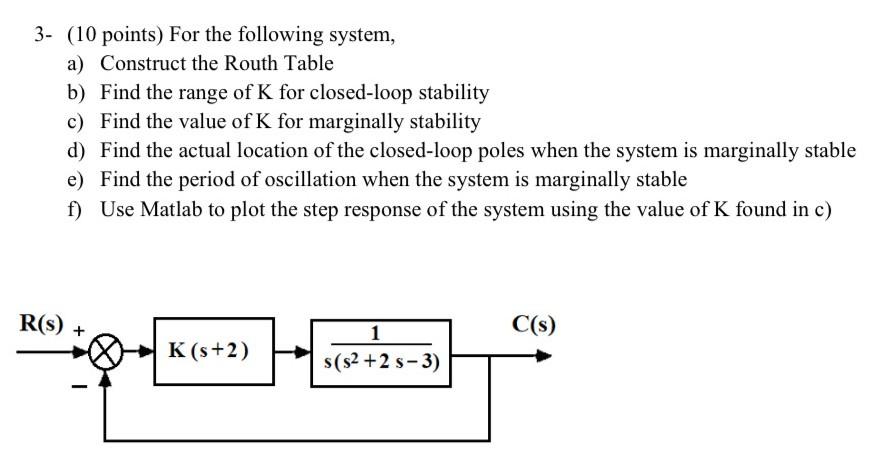 Solved 3- (10 points) For the following system, a) Construct | Chegg.com