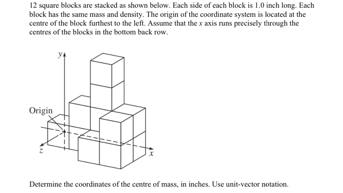 Solved 12 ﻿square blocks are stacked as shown below. Each | Chegg.com
