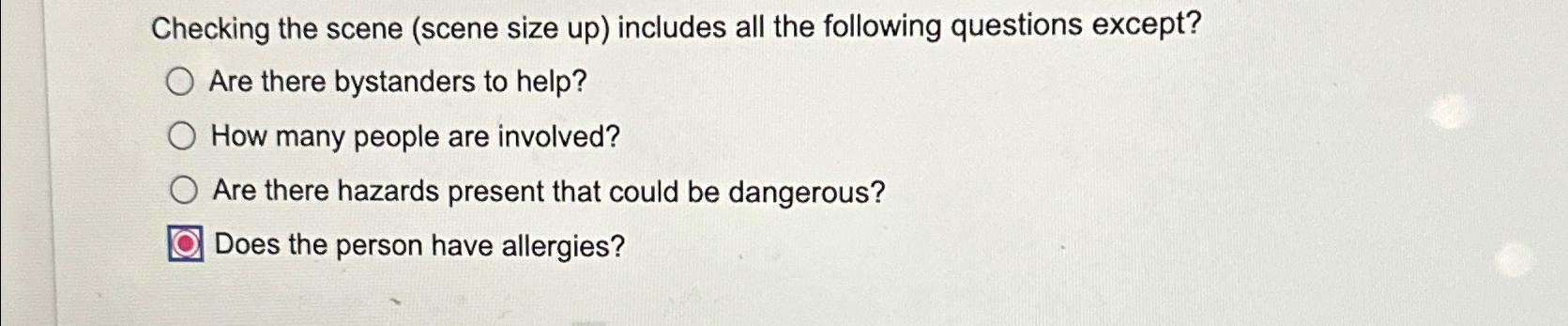 Solved Checking the scene (scene size up) ﻿includes all the | Chegg.com