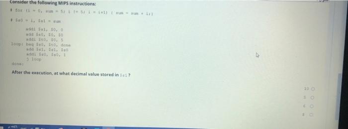Consider the following Mips instructions: addi | Chegg.com