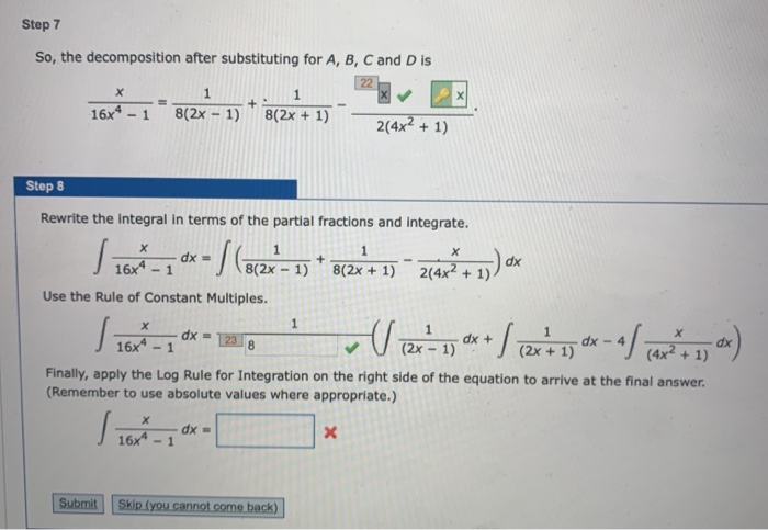 Solved Step 7 So, the decomposition after substituting for | Chegg.com