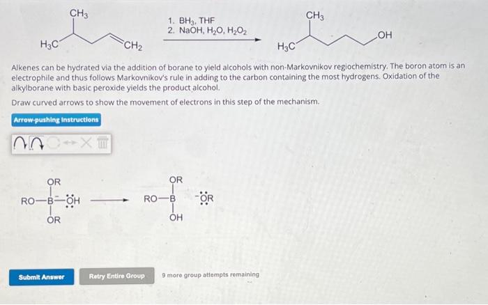 Solved Alkenes can be hydrated via the addition of borane | Chegg.com