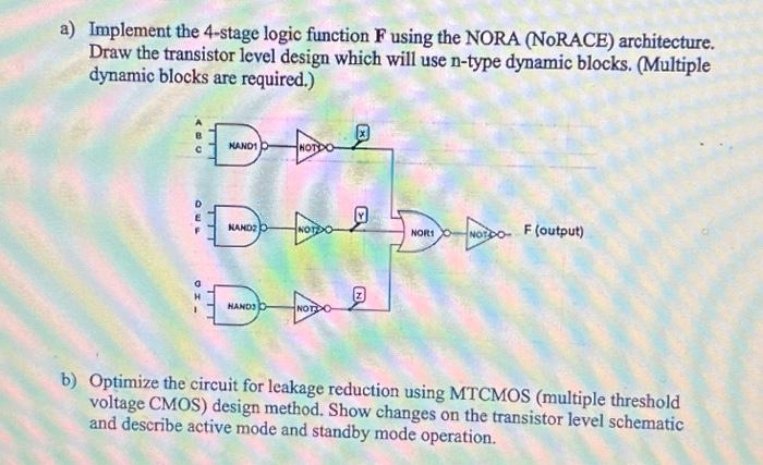Solved a) Implement the 4-stage logic function F using the | Chegg.com