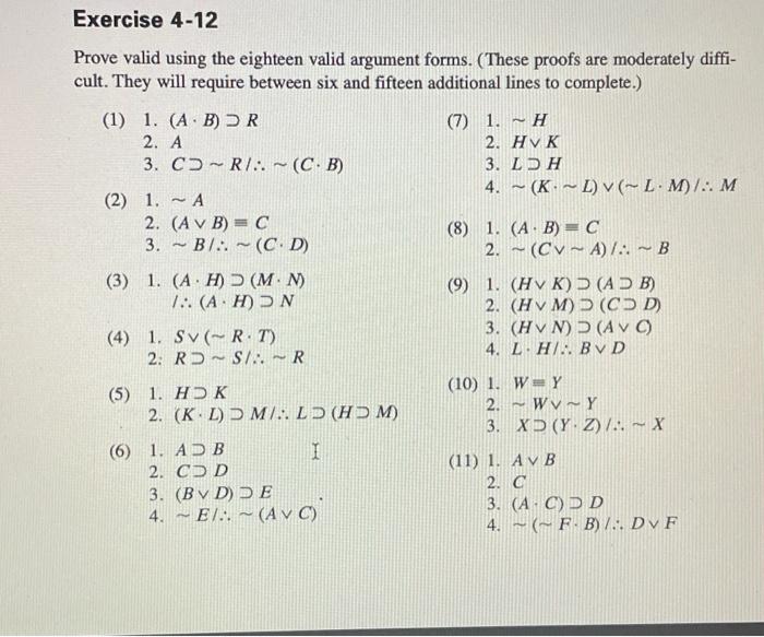 Solved Prove Valid Using The Eighteen Valid Argument Forms