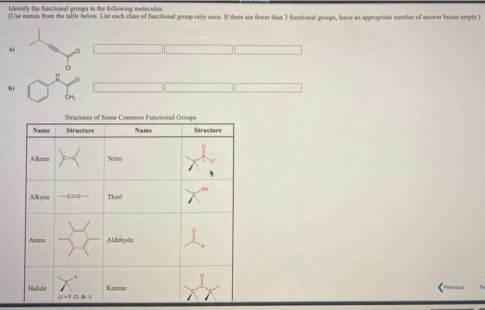 Solved Identify the functional groups in the following | Chegg.com