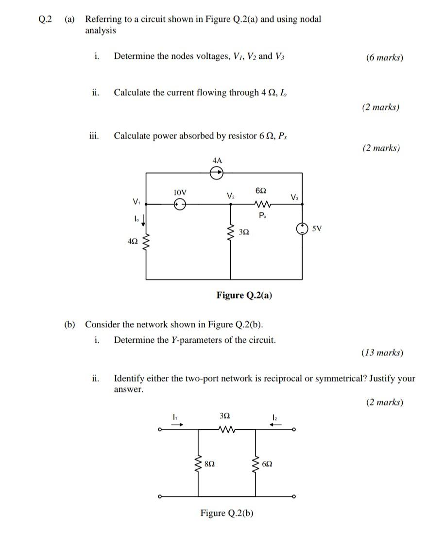 Solved Q.2 (a) Referring to a circuit shown in Figure Q.2(a) | Chegg.com