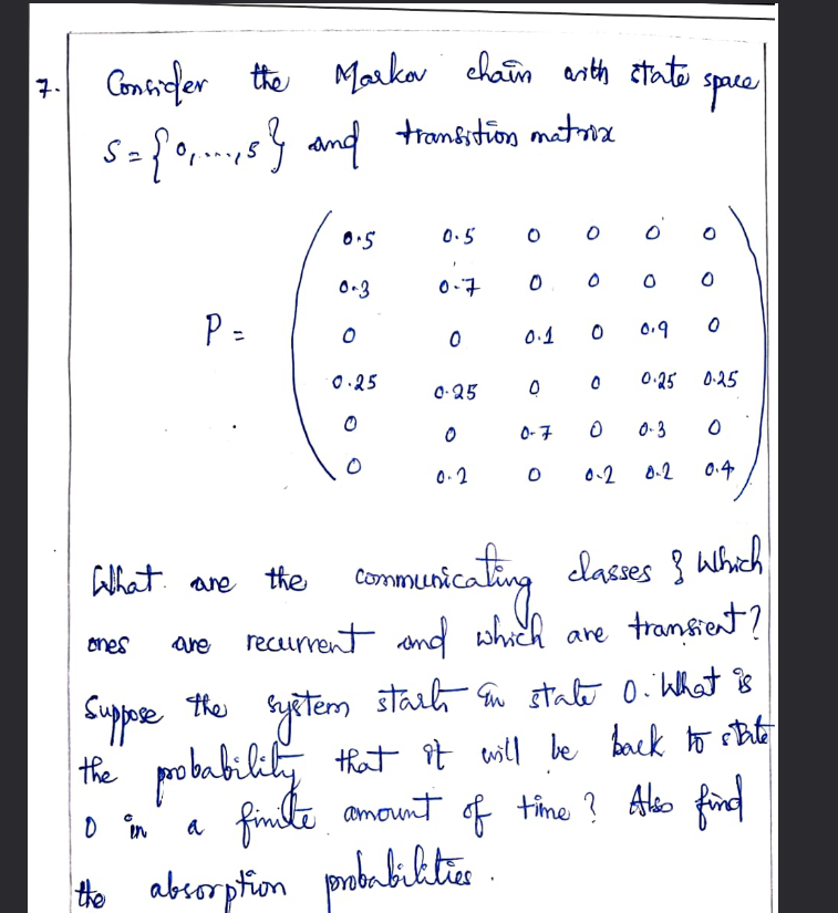 Solved Consider the Markov chain arith state | Chegg.com