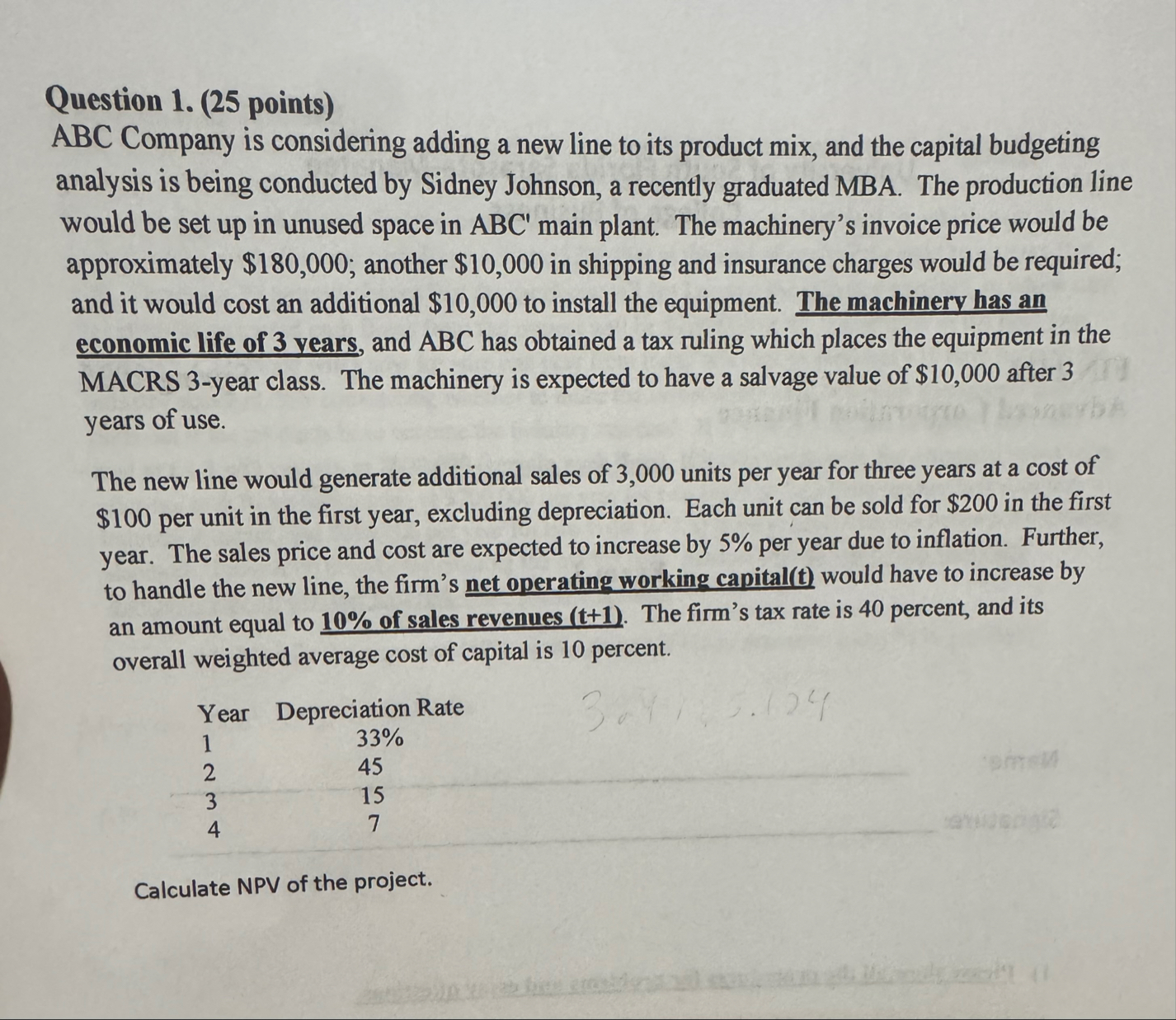 Solved Question 1. (25 ﻿points)ABC Company is considering | Chegg.com