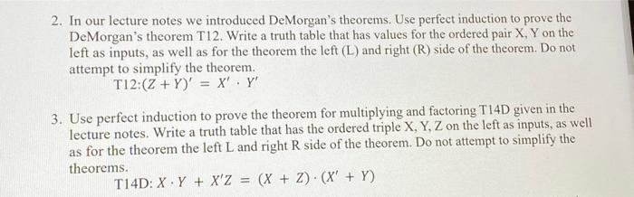 Solved 2. In our lecture notes we introduced De Morgan's | Chegg.com