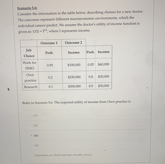 Solved Scenario 5.6: Consider the information in the table | Chegg.com