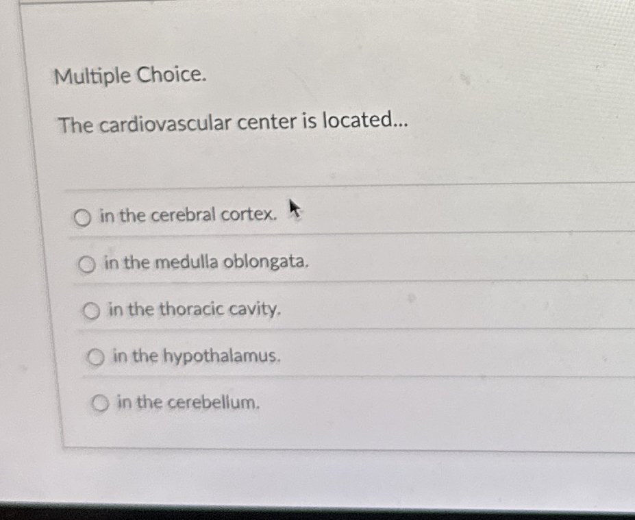 Solved Multiple Choice.The cardiovascular center is | Chegg.com