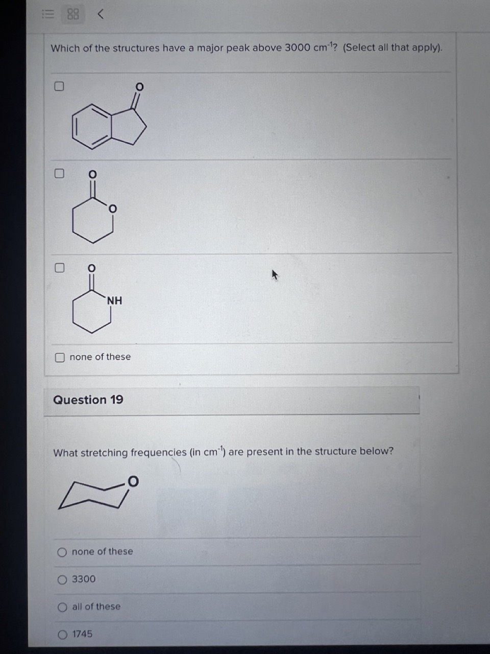Solved Which of the structures have a major peak above | Chegg.com