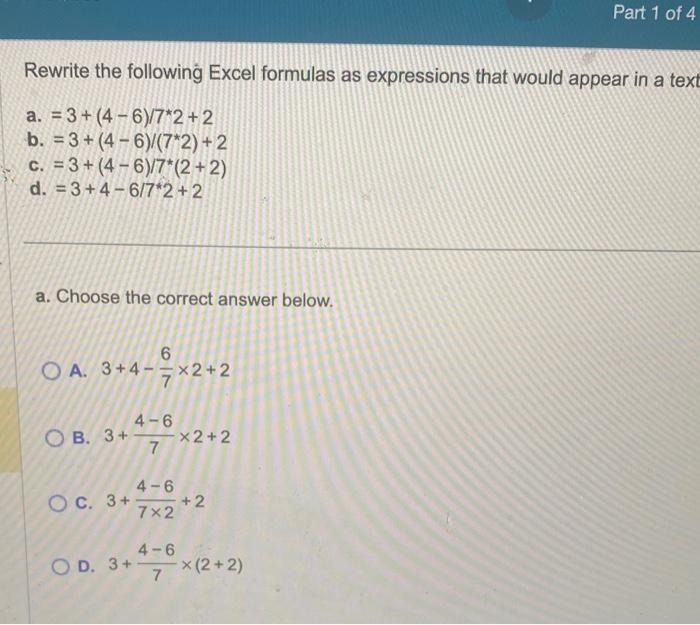 Solved K Rewrite the following Excel formulas as expressions | Chegg.com