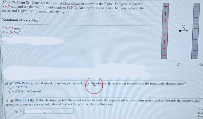 Solved (6%) Problem 8: Consider the parallel-plate capacitor | Chegg.com