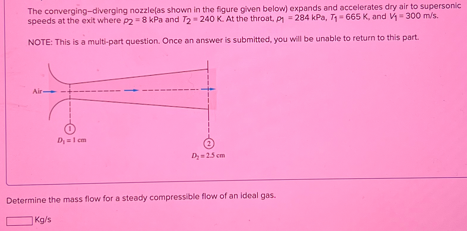 Solved The converging-diverging nozzle(as shown in the | Chegg.com