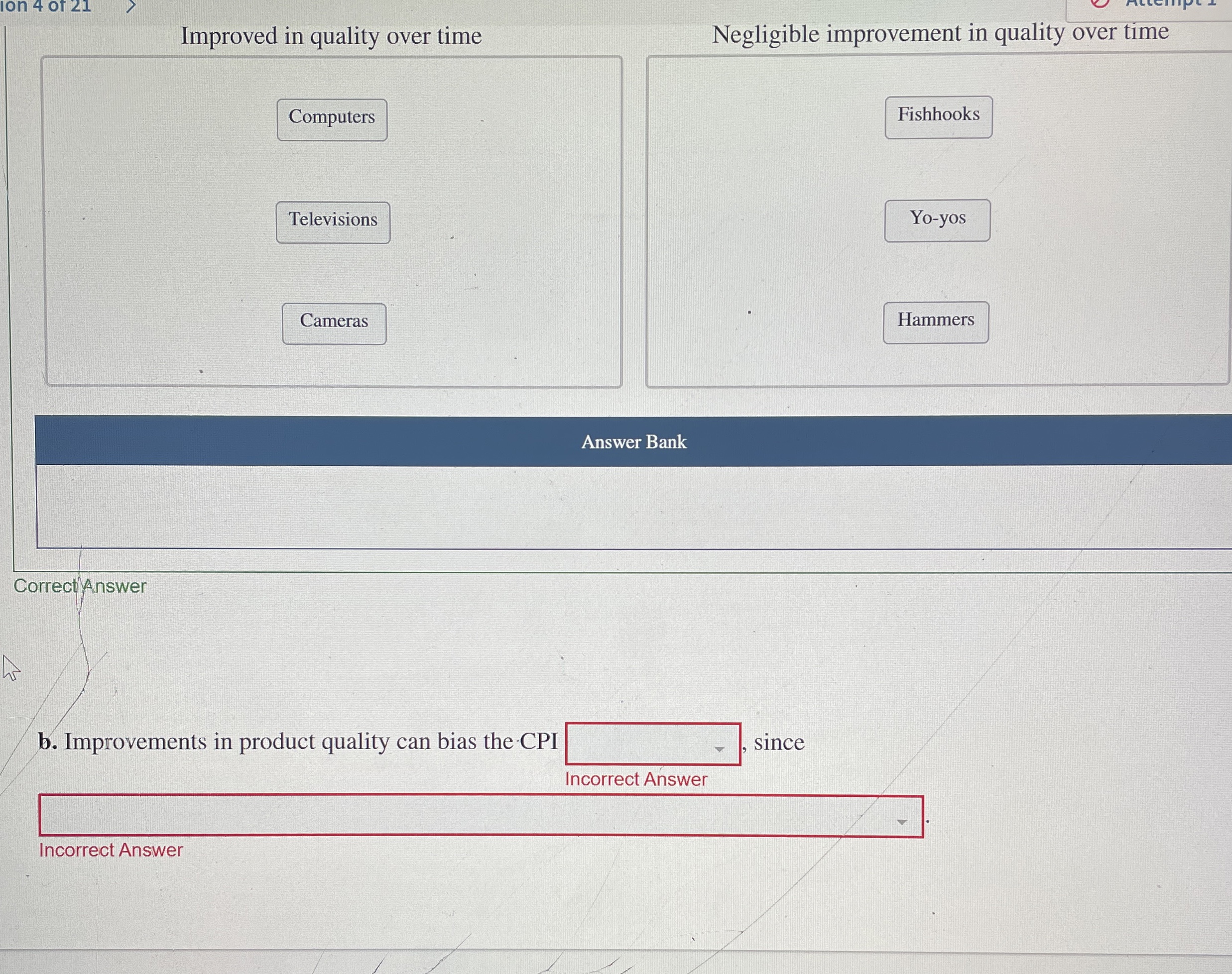 Solved Improved in quality over timeNegligible improvement | Chegg.com