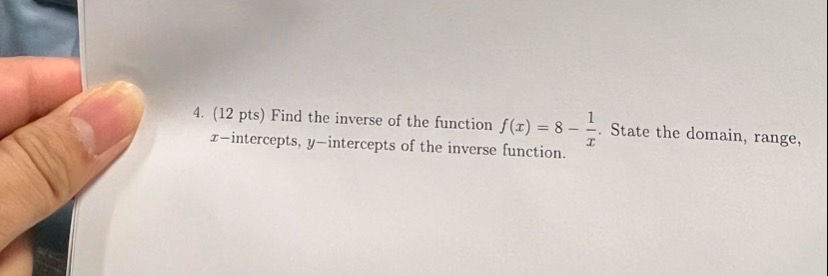 Solved (12 ﻿pts) ﻿Find the inverse of the function | Chegg.com