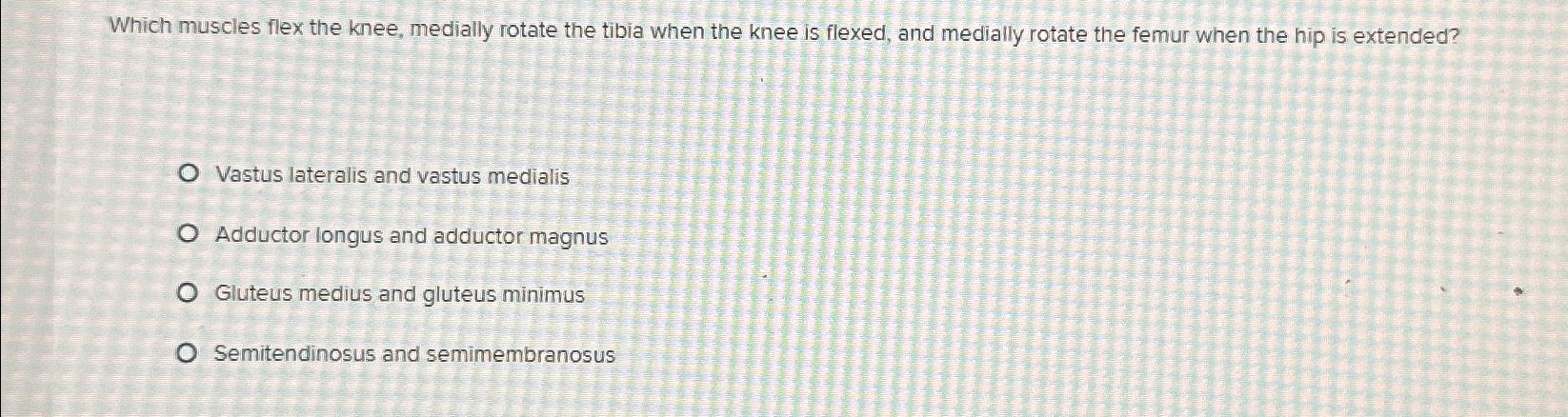 Solved Which muscles flex the knee, medially rotate the | Chegg.com