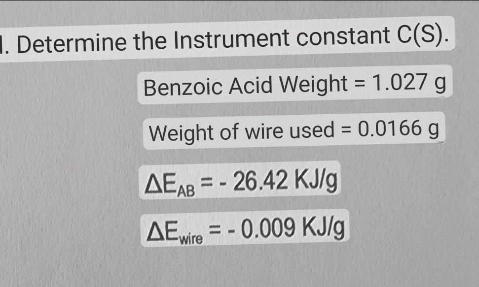 Solved Determine the Instrument constant C(S). Weight of | Chegg.com