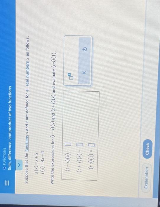 Solved = O FUNCTIONS Sum, difference, and product of two | Chegg.com