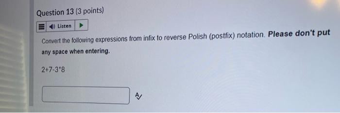 Solved Convert the following expressions from infix to | Chegg.com