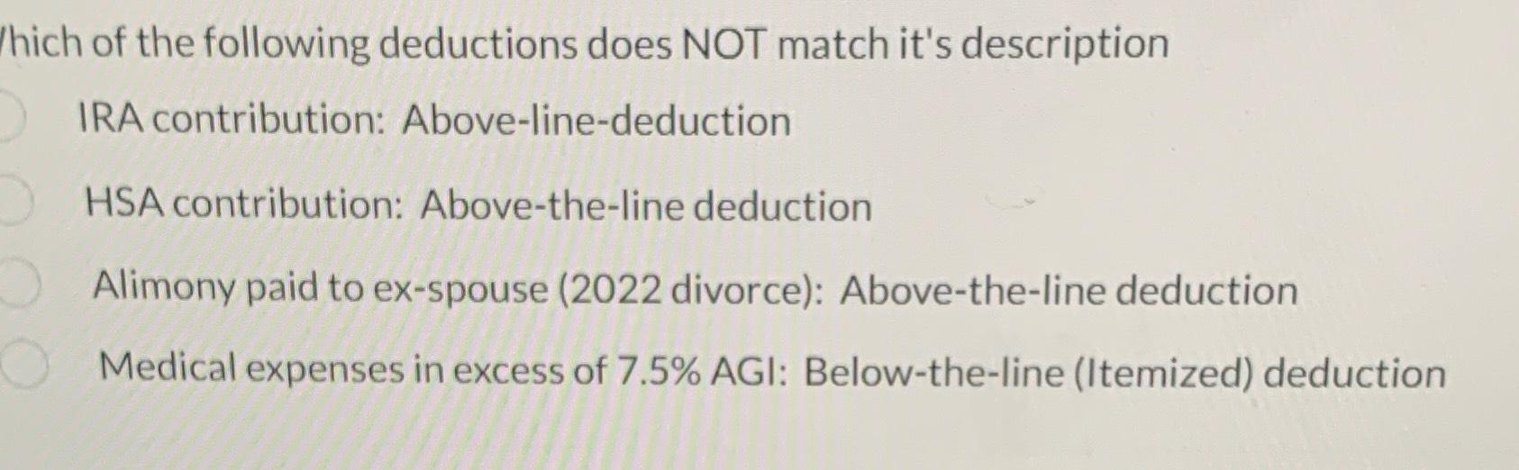 Solved hich of the following deductions does NOT match it's | Chegg.com