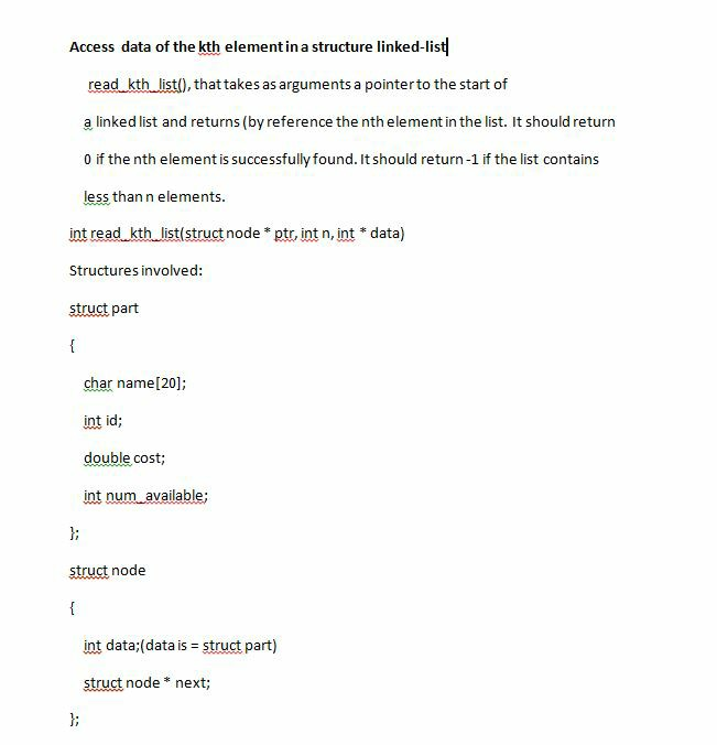 Solved Read data of the nth element in a linked list. Write | Chegg.com