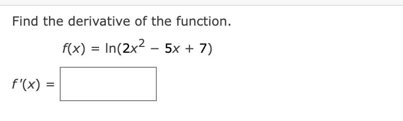 Solved Find the derivative of the | Chegg.com