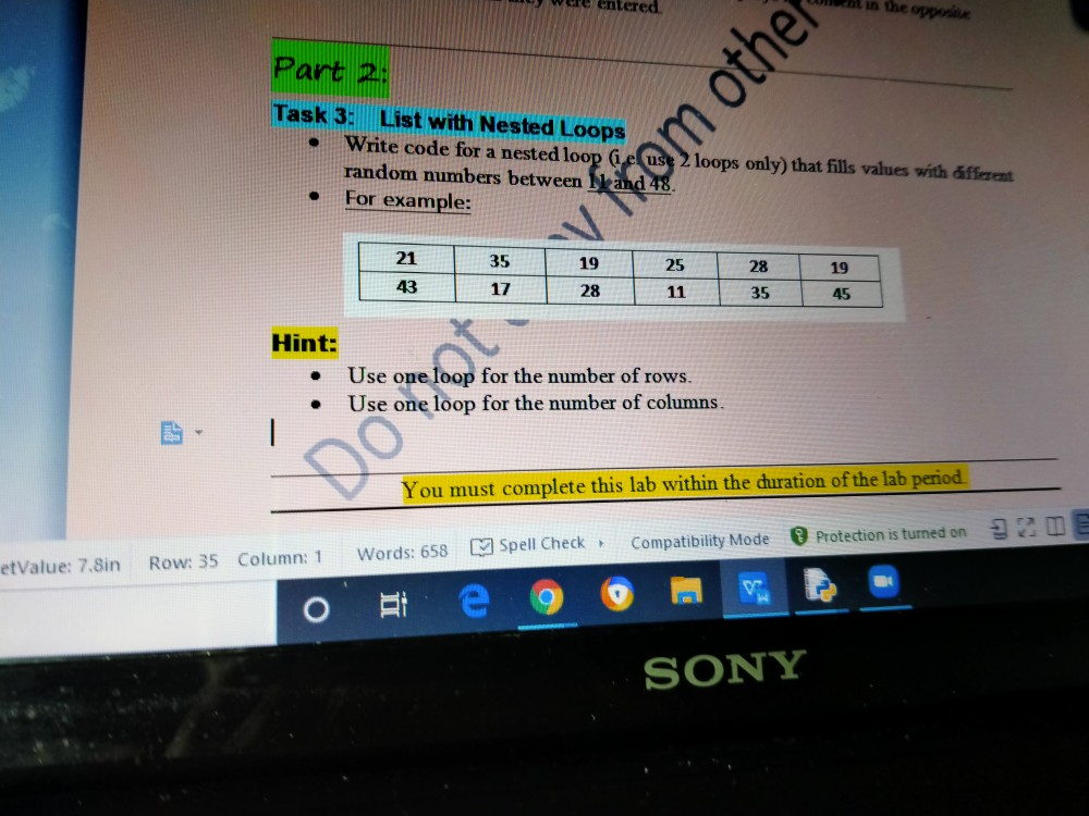 Solved entered in the oppos Part 2: Task 3: List with Nested | Chegg.com