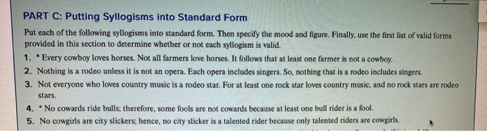 PART C: Putting Syllogisms into Standard Form Put | Chegg.com