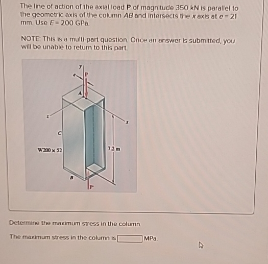 Solved The line of action of the axial load P ﻿of magnitude | Chegg.com