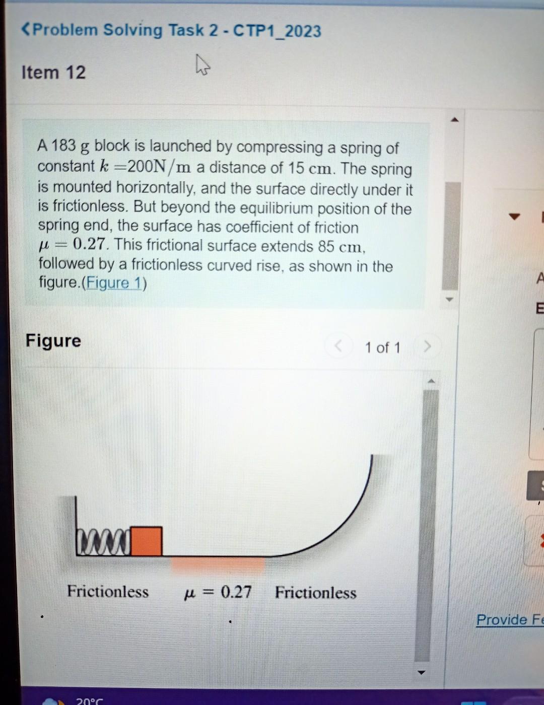 Solved A 183 gg block is launched by compressing a spring of | Chegg.com