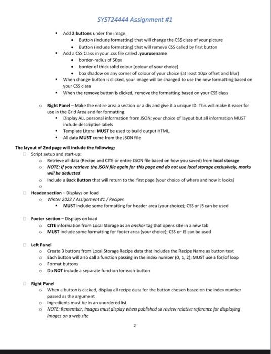 Solved SYST24444 Assignment \#1 Assignment \#1 (10\%) This | Chegg.com