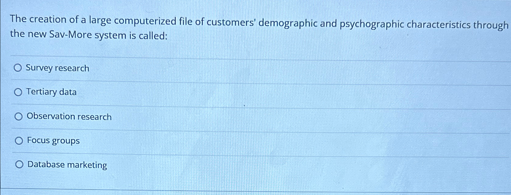 Solved The creation of a large computerized file of | Chegg.com