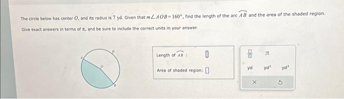 Solved The circle below has center O, and its radius is 7 | Chegg.com