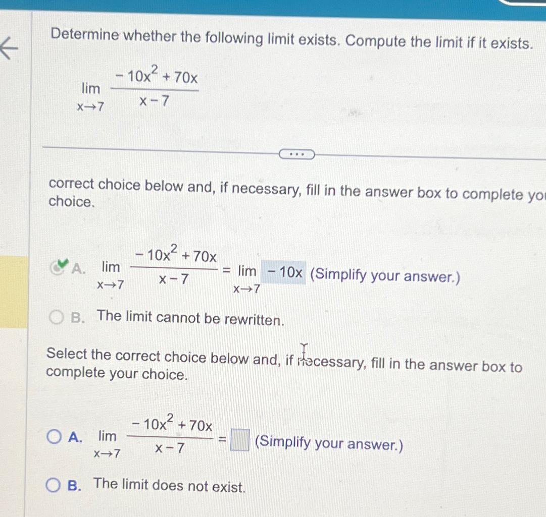 Solved Determine Whether The Following Limit Exists Compute