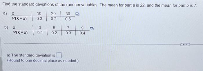 Solved Find the standard deviations of the random variables. | Chegg.com