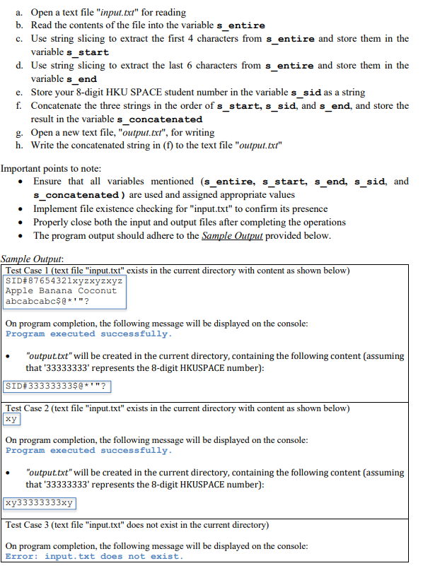 Solved a. Open a text file "input.txt" for reading b. Read | Chegg.com