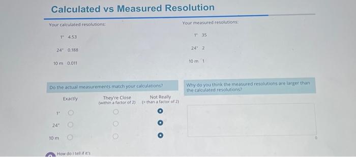 Solved why do you think the measured resolutions are larger | Chegg.com