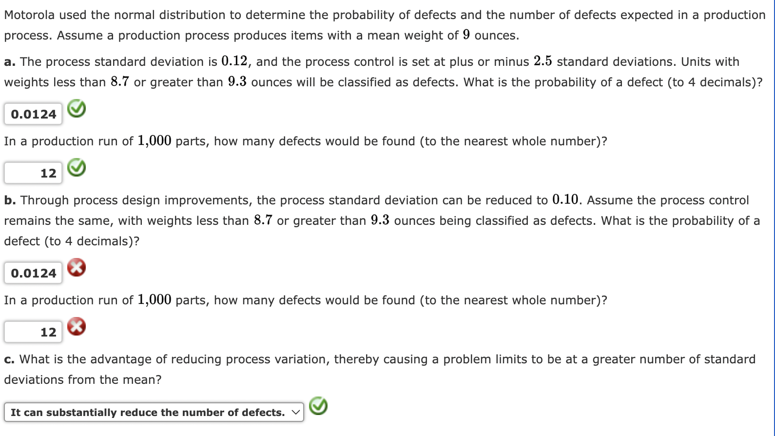 Solved Motorola used the normal distribution to determine | Chegg.com