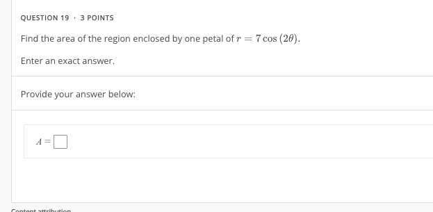 Solved QUESTION 19 - 3 ﻿POINTSFind the area of the region | Chegg.com