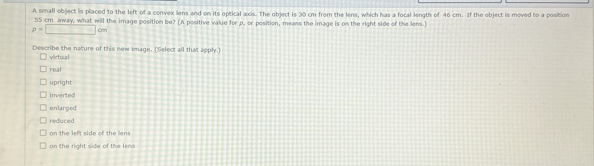 Solved A small object is placed to the left of a convex lens | Chegg.com