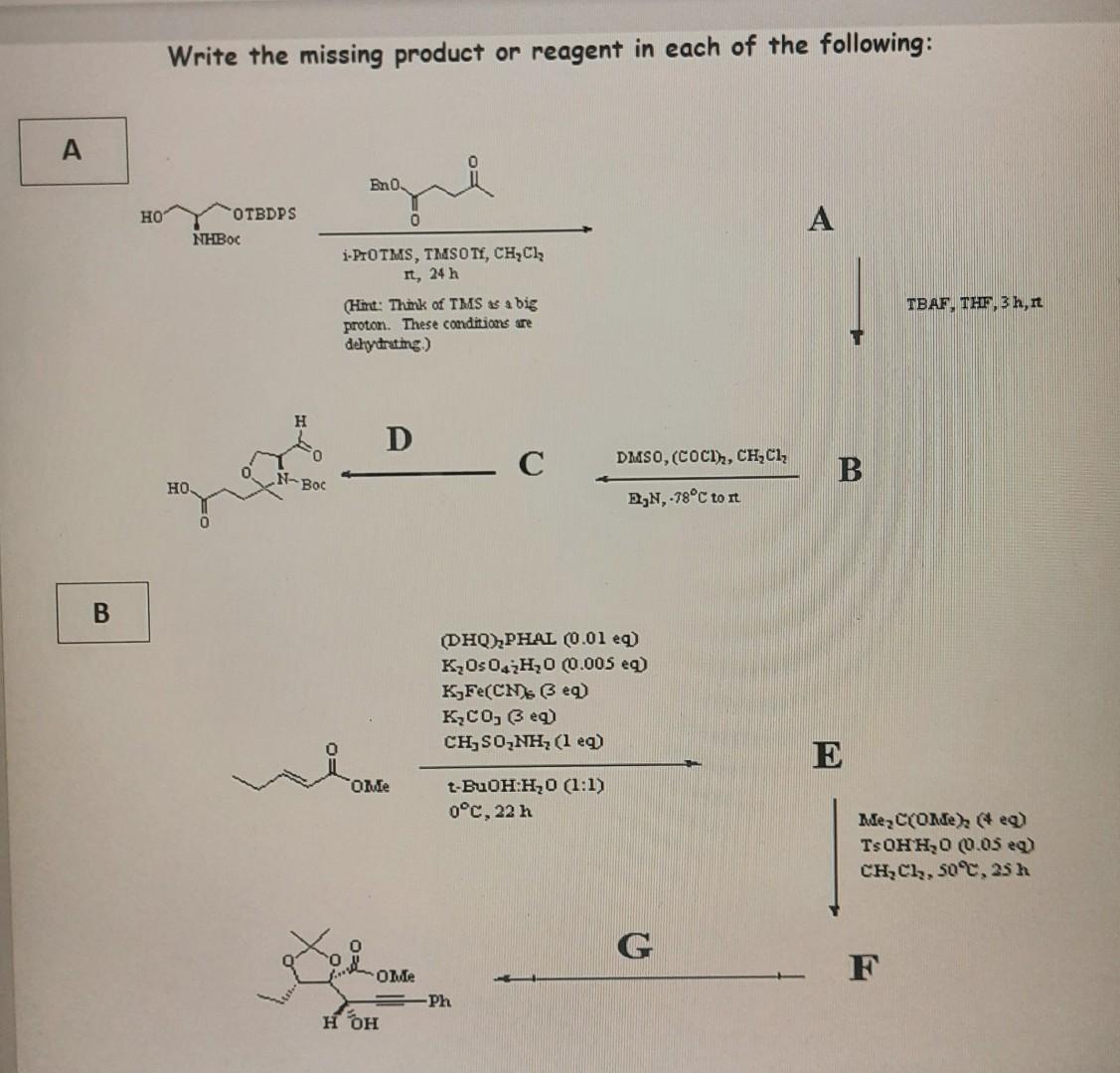 Solved Write the missing product or reagent in each of the | Chegg.com