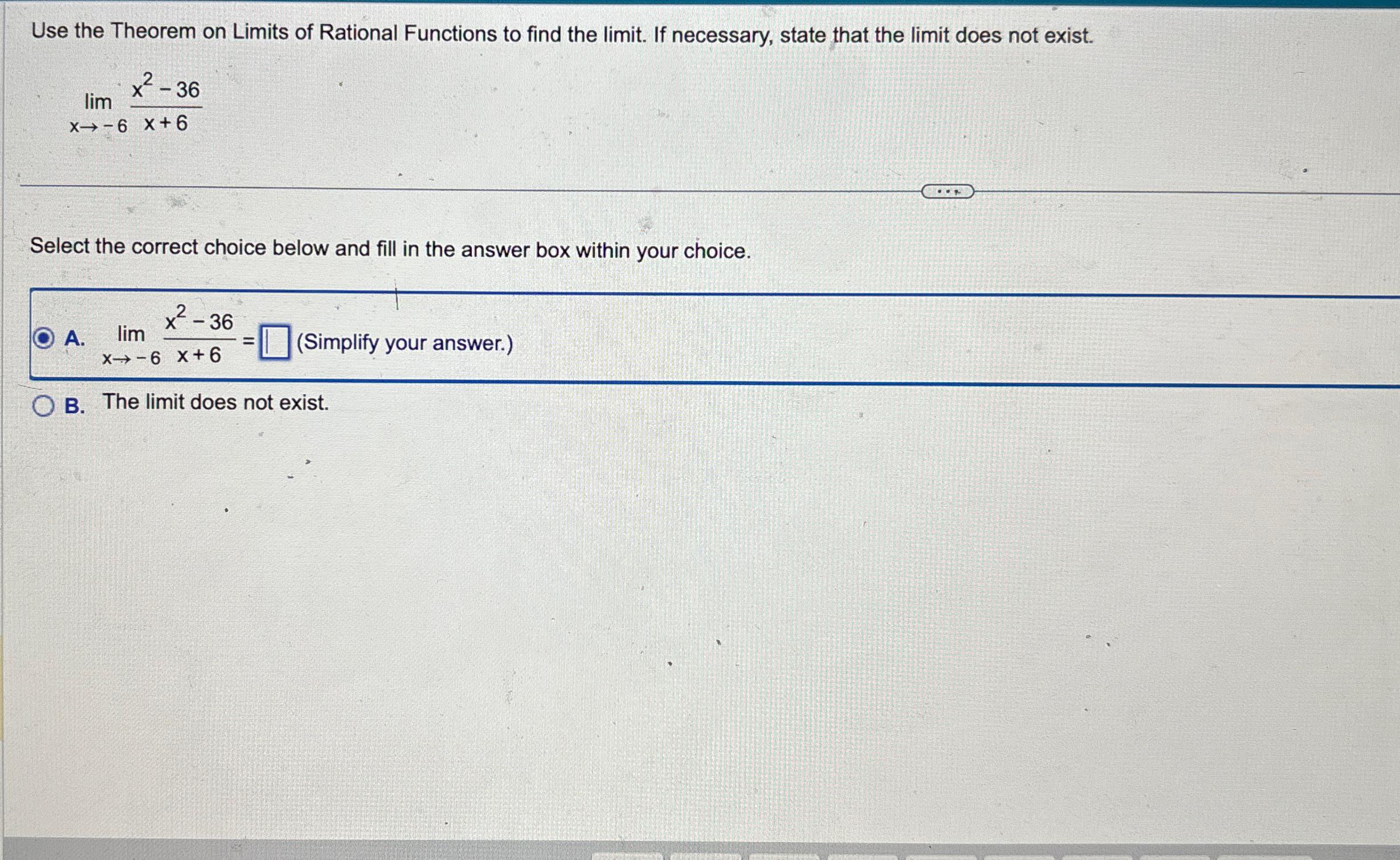 Solved Use the Theorem on Limits of Rational Functions to | Chegg.com