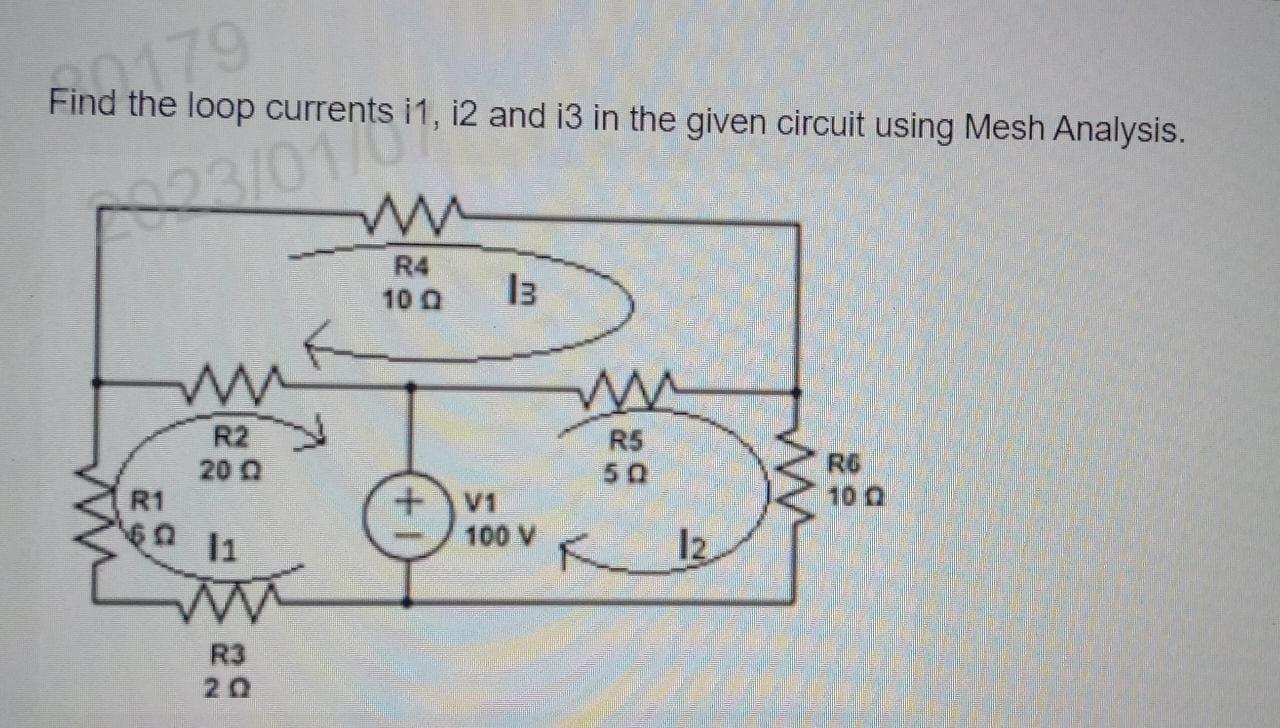 Solved Find the loop currents i1, i2 and i3 in the given | Chegg.com